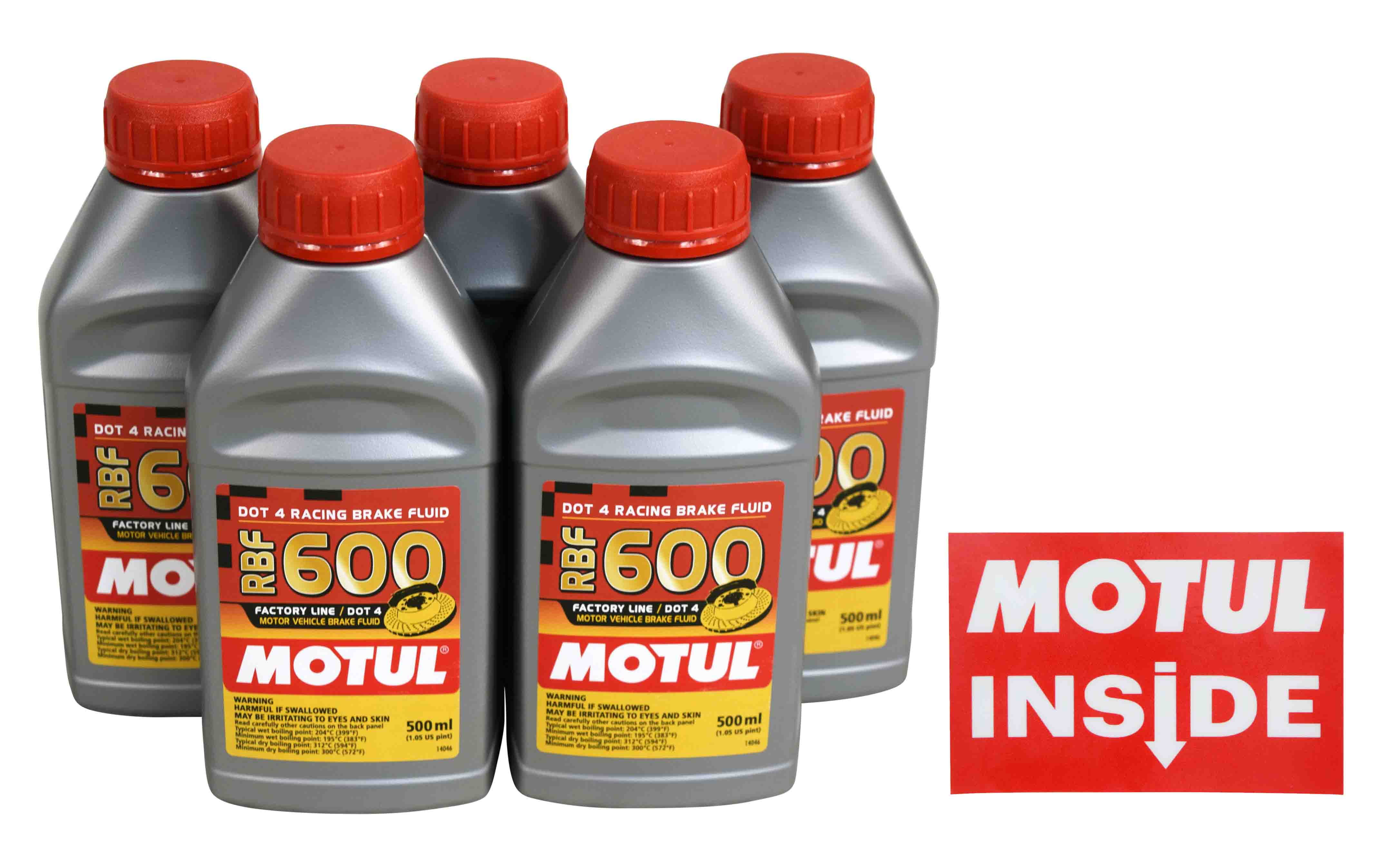 Motul (5 Pack) Dot-4 100 Percent Synthetic Racing Brake Fluid - 500 ml ...