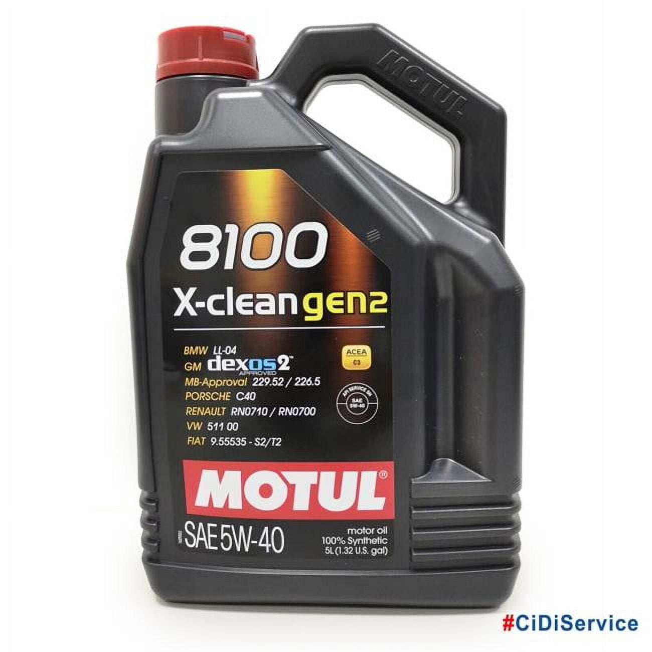 Motul MOT-109762 5 Liter 8100 X-Clean GEN2 5W-40 Synthetic Engine Oil ...