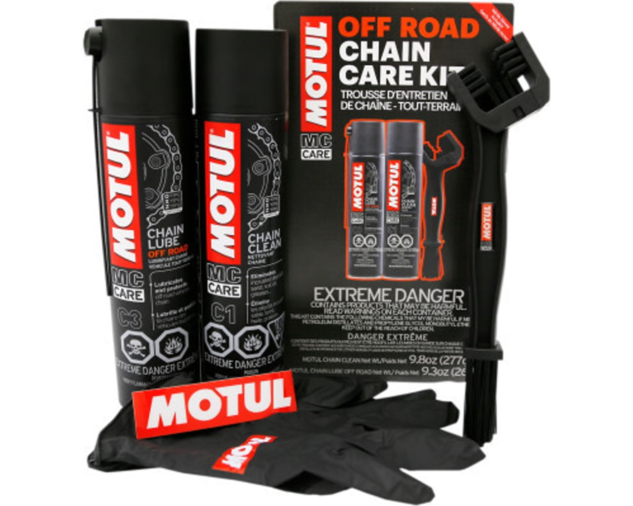 Motul Off Road Dirt Motorcycle Chain Care Kit with Gloves 109768 ...