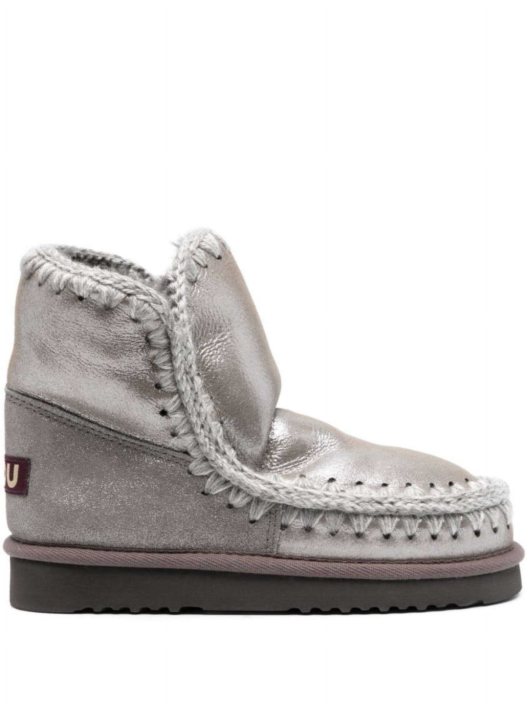 Mou Women's Ankle Boots In Double Face Sheepskin With Detailing Grey ...