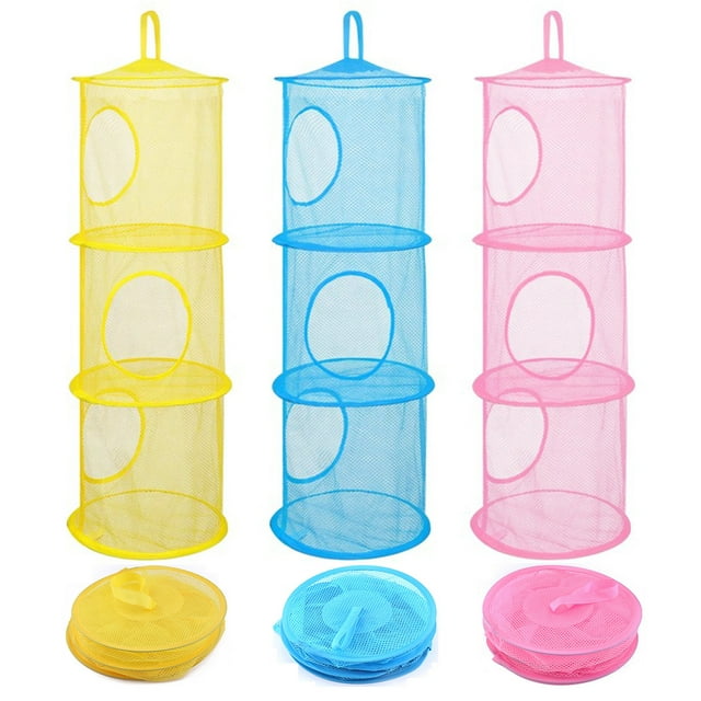 Mouind 3 Pcs Hanging Stuffed Animal & Toy Storage Net, Foldable 3 ...