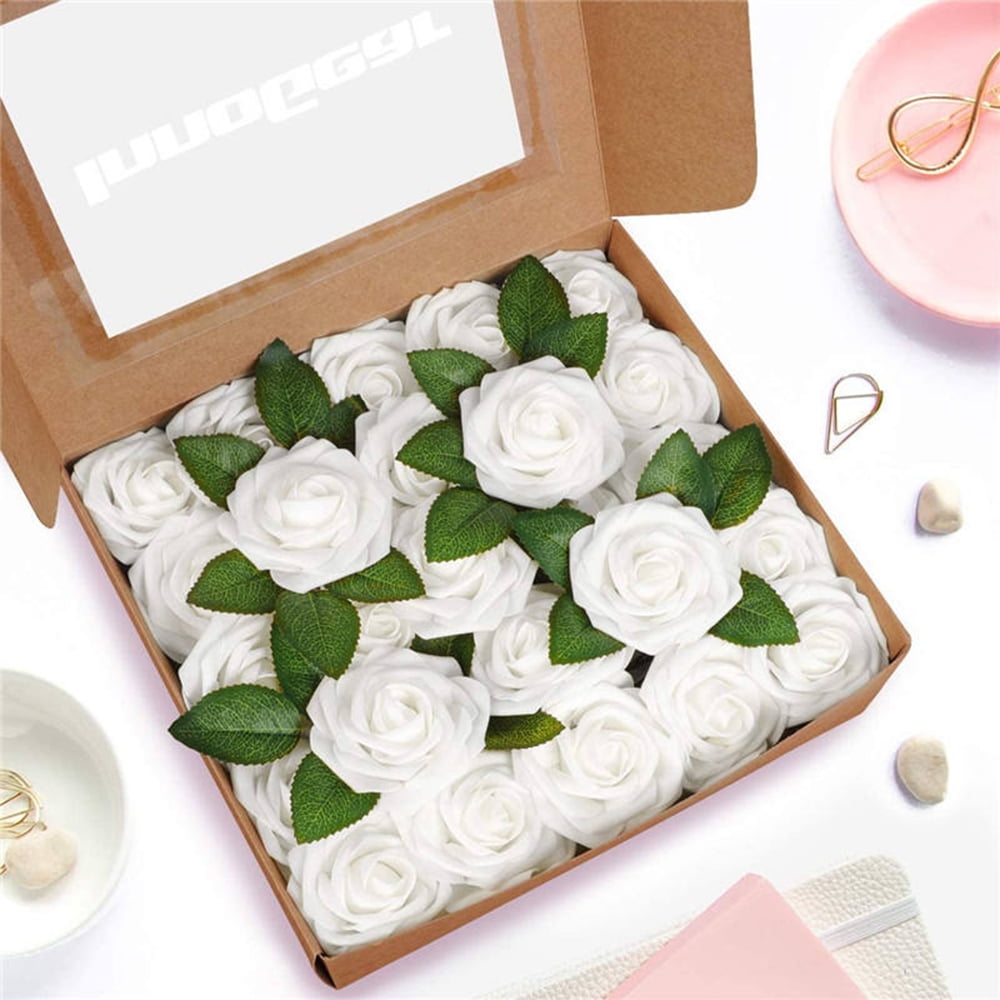 Mouind Real Look Artificial Flowers 25pcs Artificial Rose for Decorate ...