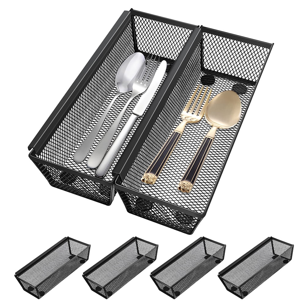 Mouind Silverware Drawer Organizer for Kitchen - Mesh Utensil Drawer ...