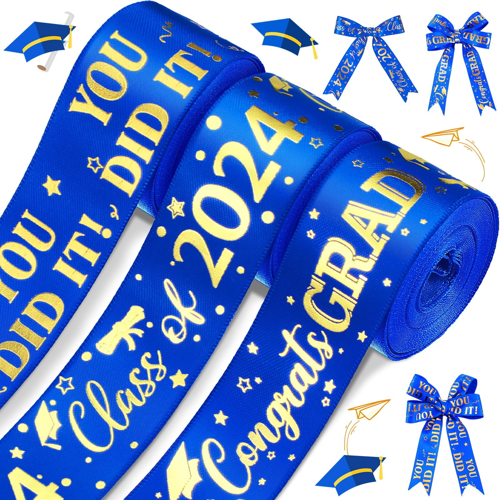 Moukeren 3 Roll Class of 2024 Graduation Ribbon Graduation Party Favors ...
