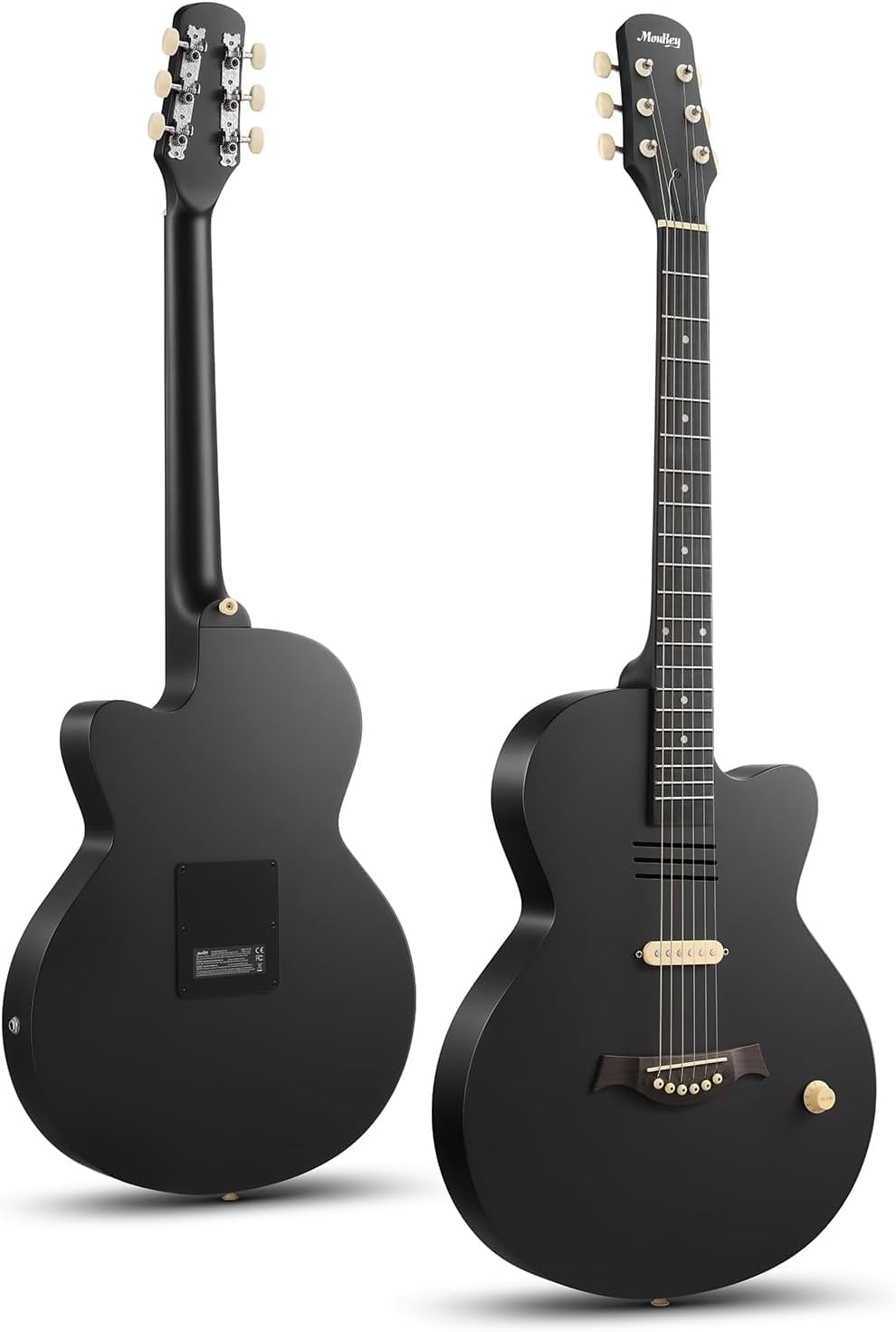 Moukey Acoustic Electric Guitar 39-Inch, Cutaway Guitar with Passive ...
