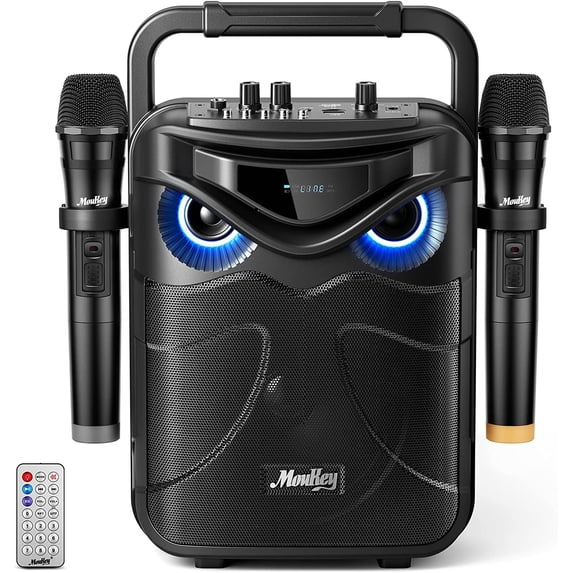 Moukey Portable PA Speaker, 6" Woofer Singing Karaoke Machine with Two ...