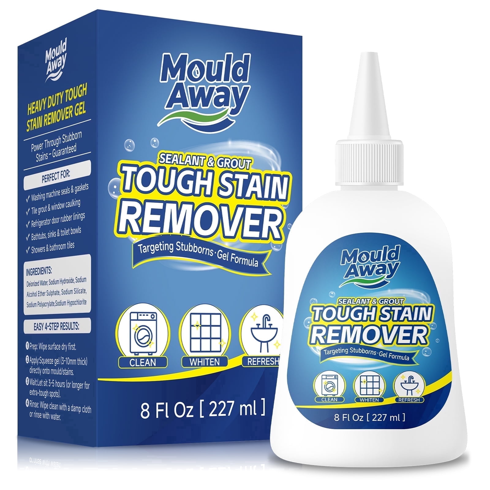 Mold Remover Gel, Grout Cleaner & Mildew Stain Removal for Washing ...
