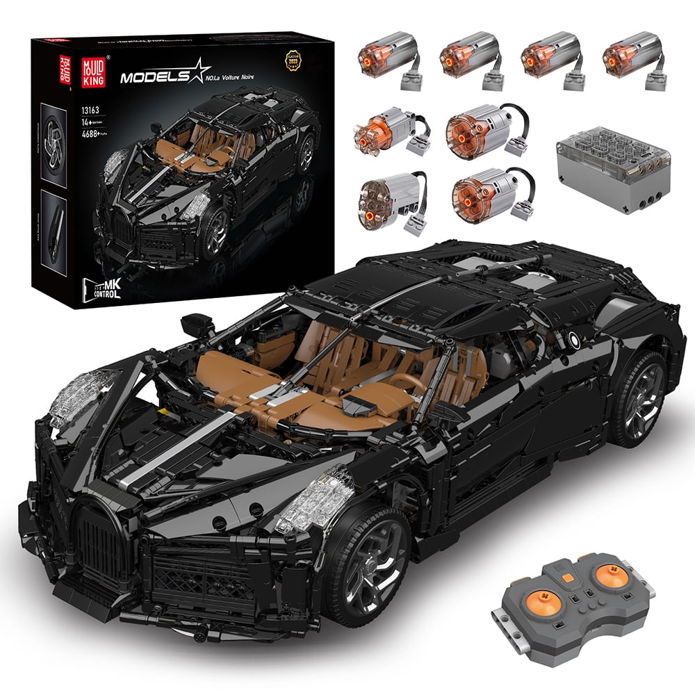 Mould King 13163 Black Super Racing Car Building Kit 4688 Pcs Car Construction Set with Remote ...