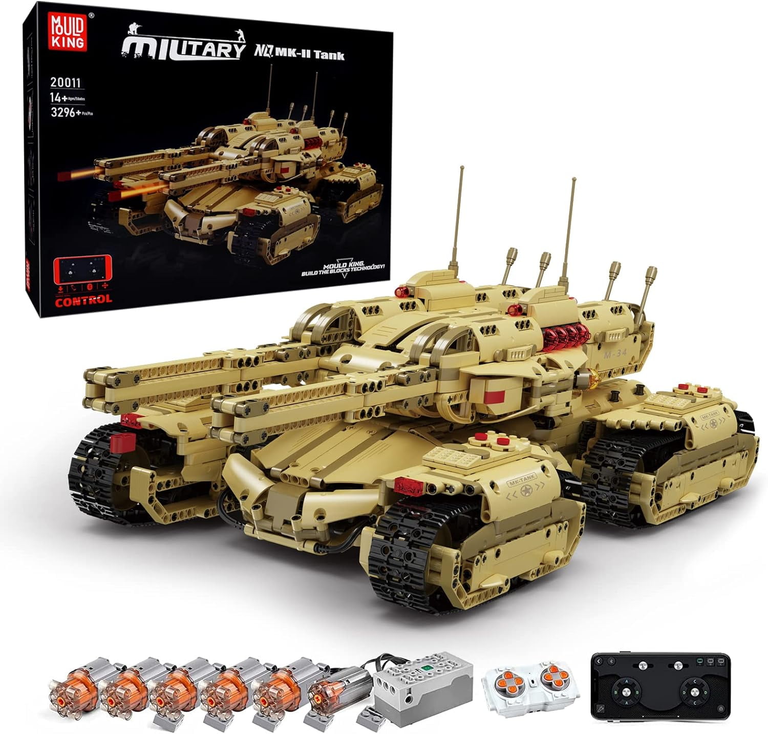 Mould King 20011 Technical Military Arm Tank Mammoth Attack Tank Remote ...