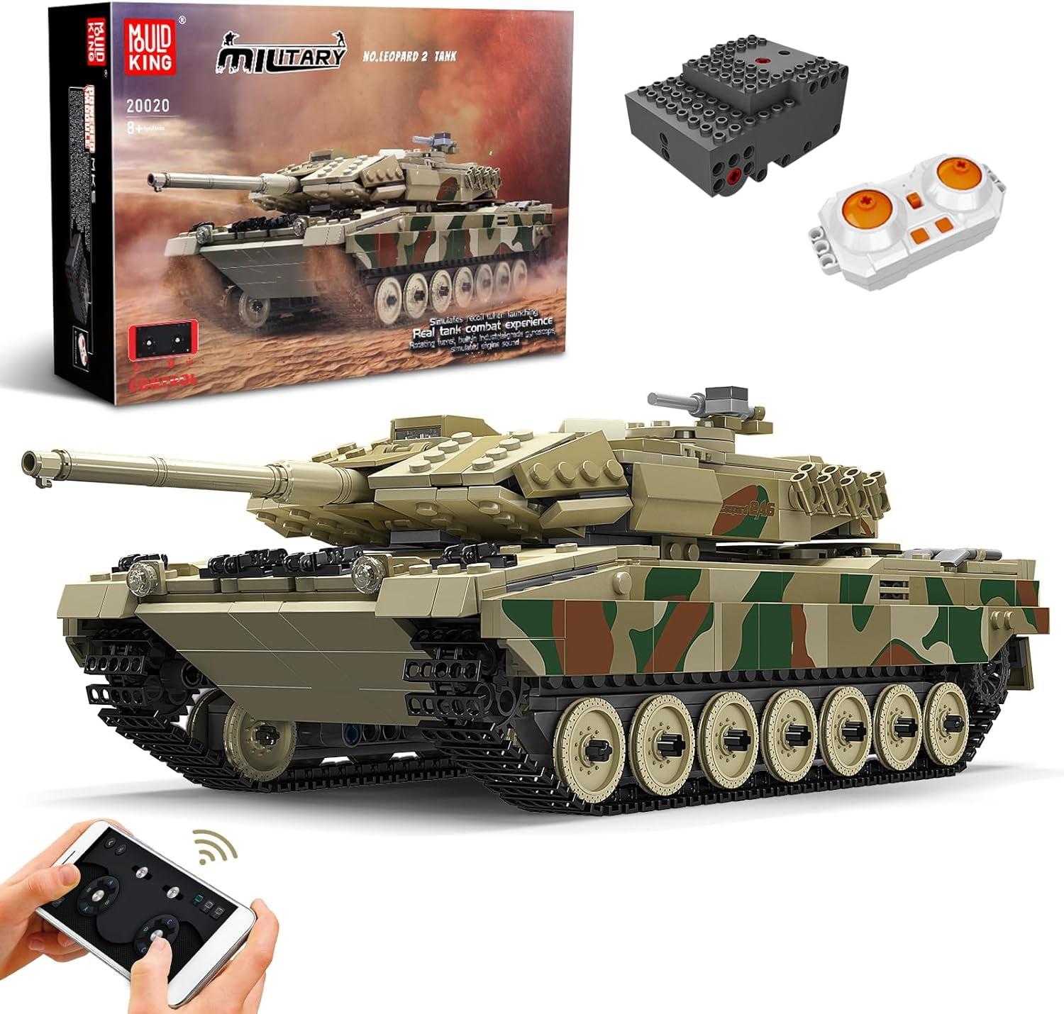 Mould King 20020 Technical Tank RC Toy Motorized Leopard 2 Tank Model ...