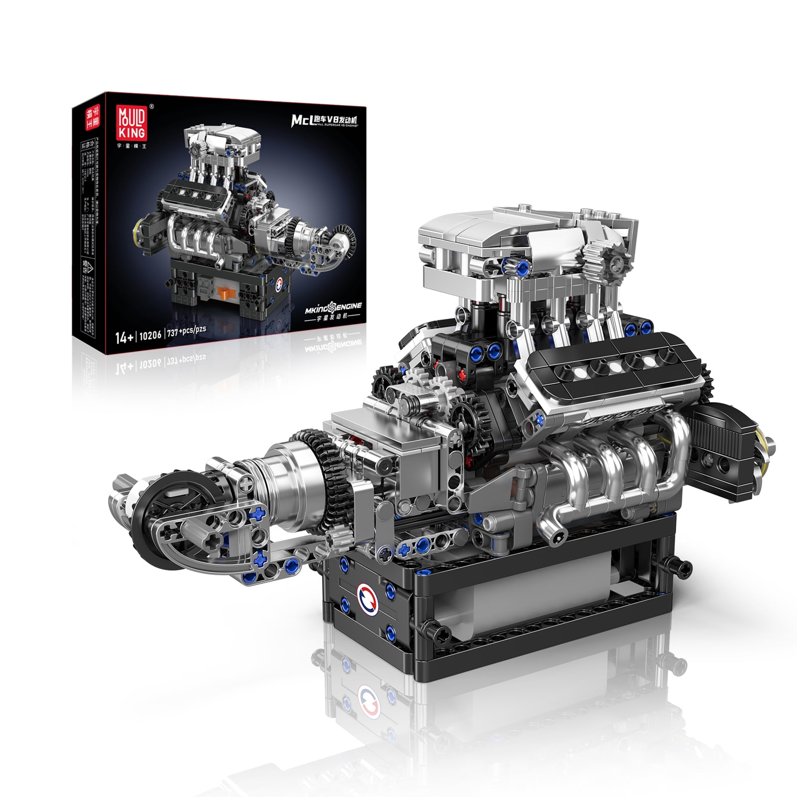 Mould King V8 V12 Engine Motorized Simulation Model Electrically Driven ...