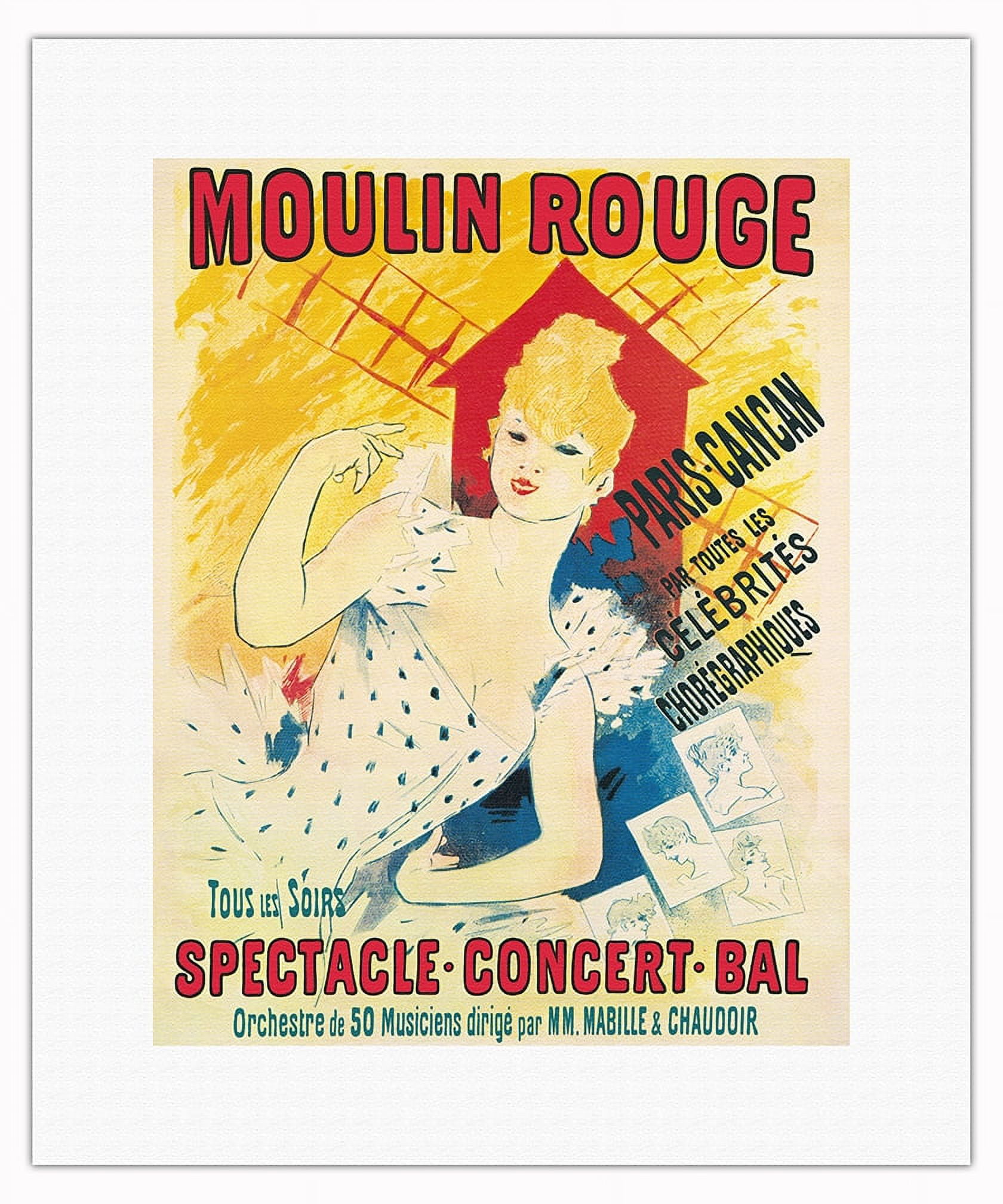 Moulin Rouge - Paris France - Can-Can Dancers - Vintage Cabaret Poster ...