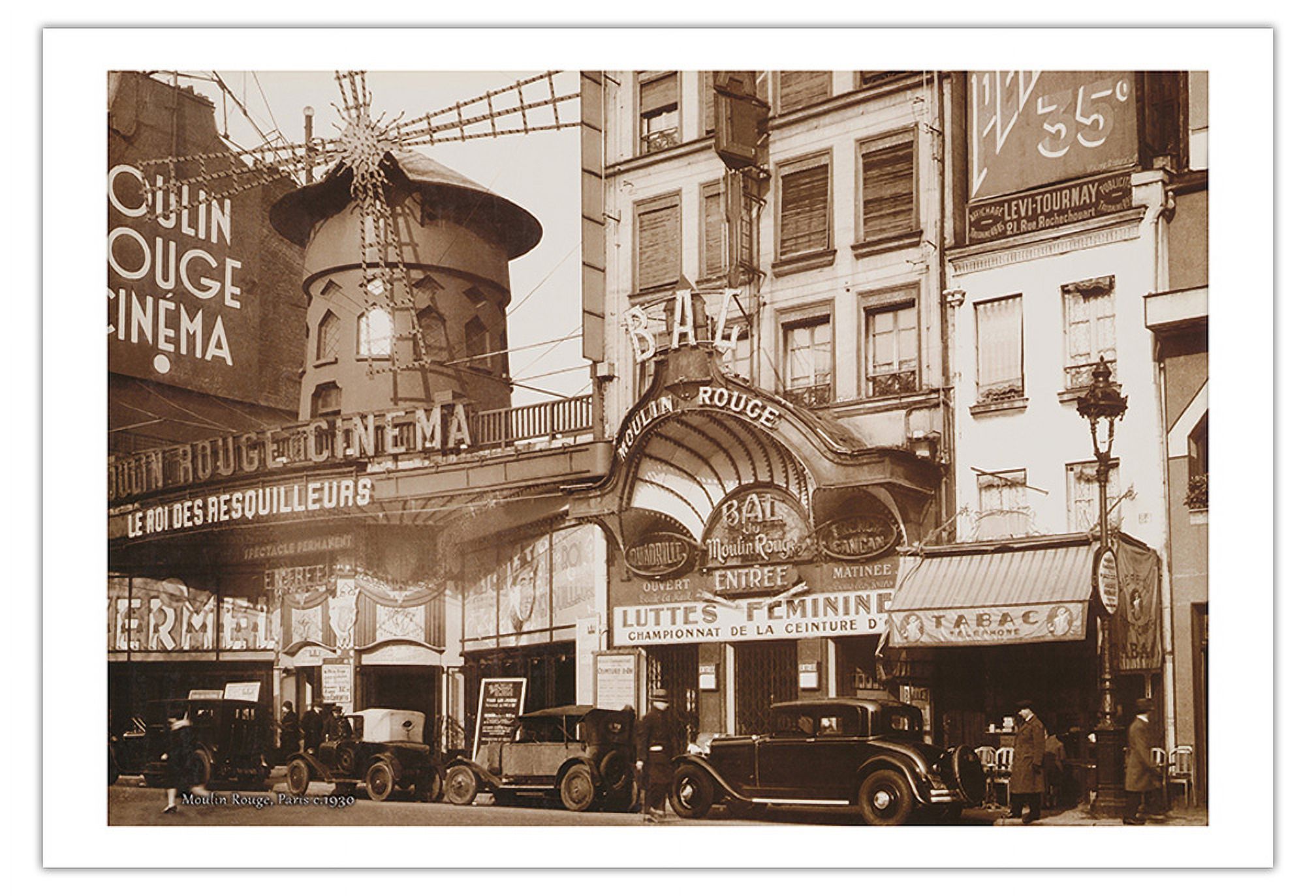 Moulin Rouge Theatre and Cinéma - Paris France - Vintage Cabaret Poster ...