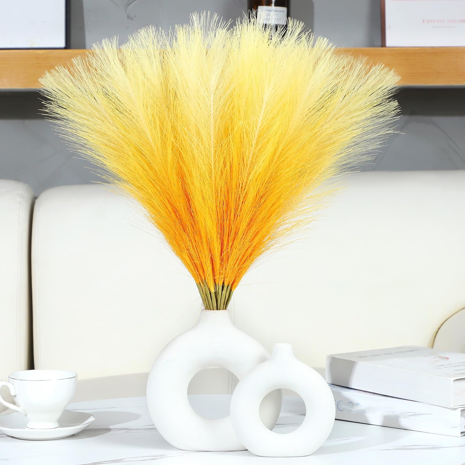 Mouliraty 10 Pcs Faux Pampas Grass, Christmas Artificial Fake Flower ...