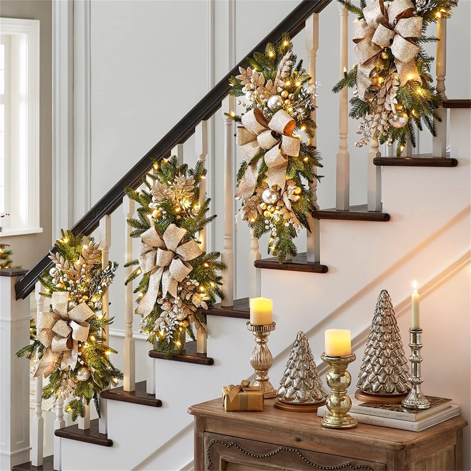 Mouliraty 1pc Garland Stairs Front Door Decoration Christmas, Garland ...