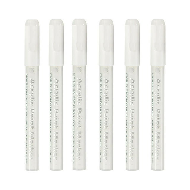 Mouliraty 6pc Pack White Acrylic Marker Pen Set, Water-based Paint Pen ...