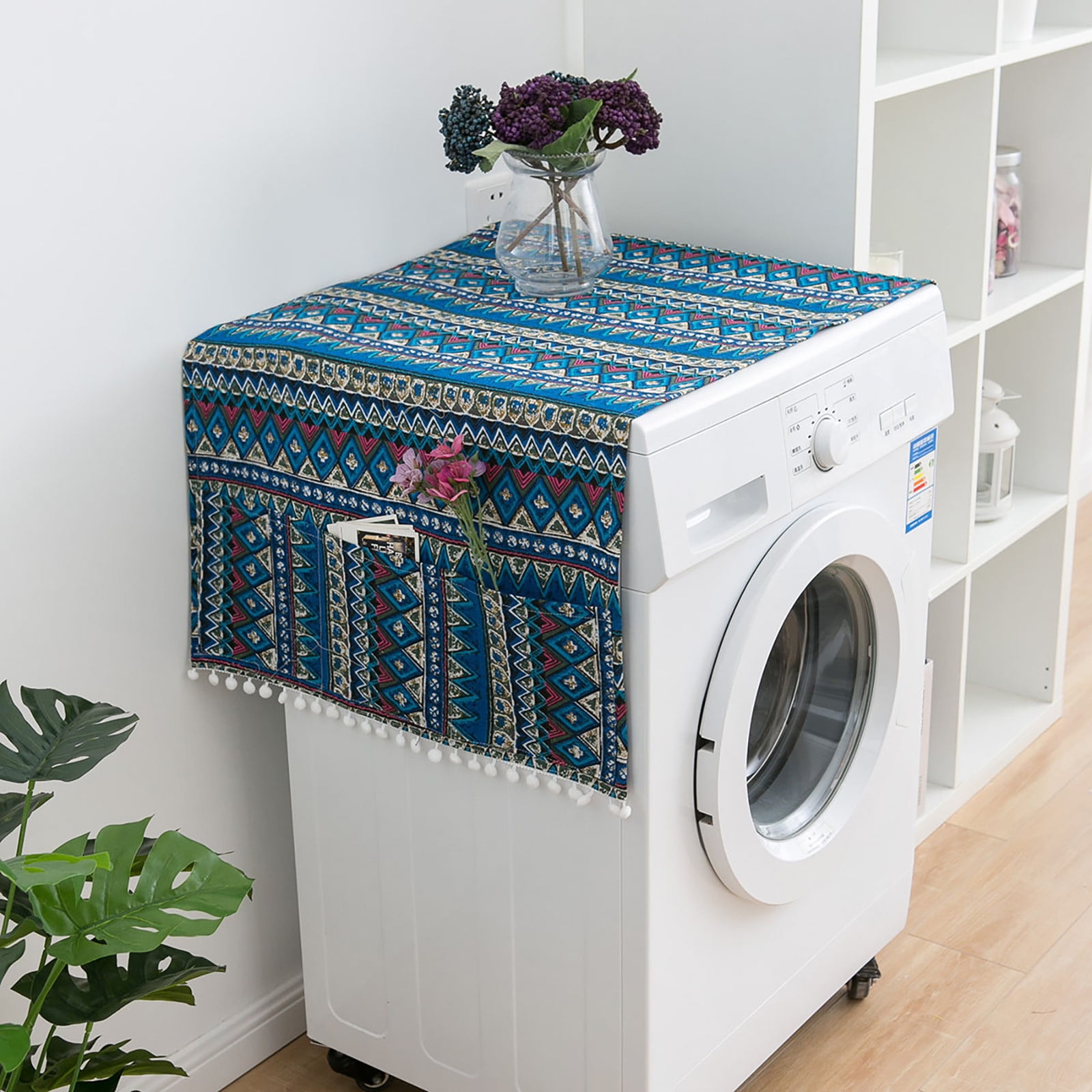Mouliraty Bohemian Mediterranean Style Refrigerator Cover Cloth, Door ...