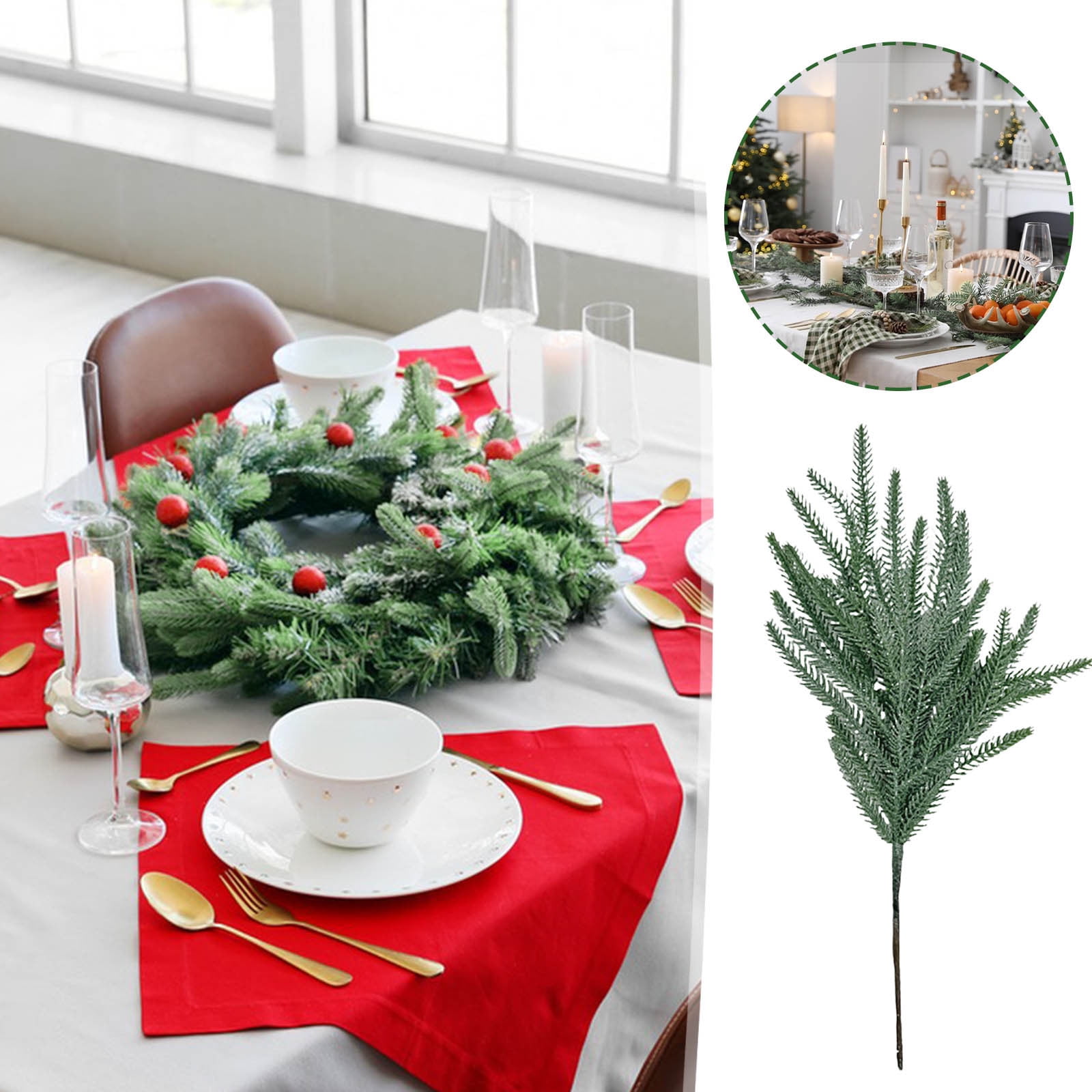 Mouliraty Christmas Artificial Pines Branch Fake Picks Greenerys Pines ...