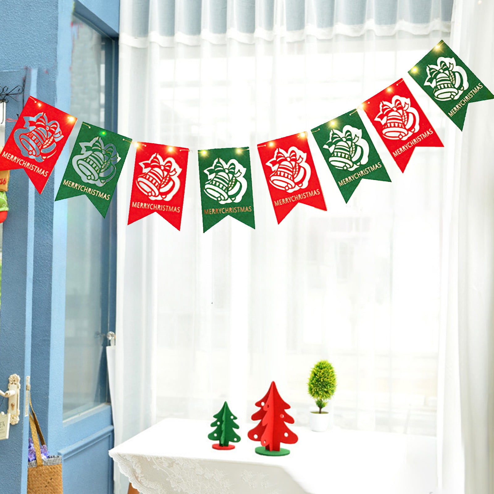 Mouliraty Christmas Decorations Luminous Flags Hanging Flags Decoration ...