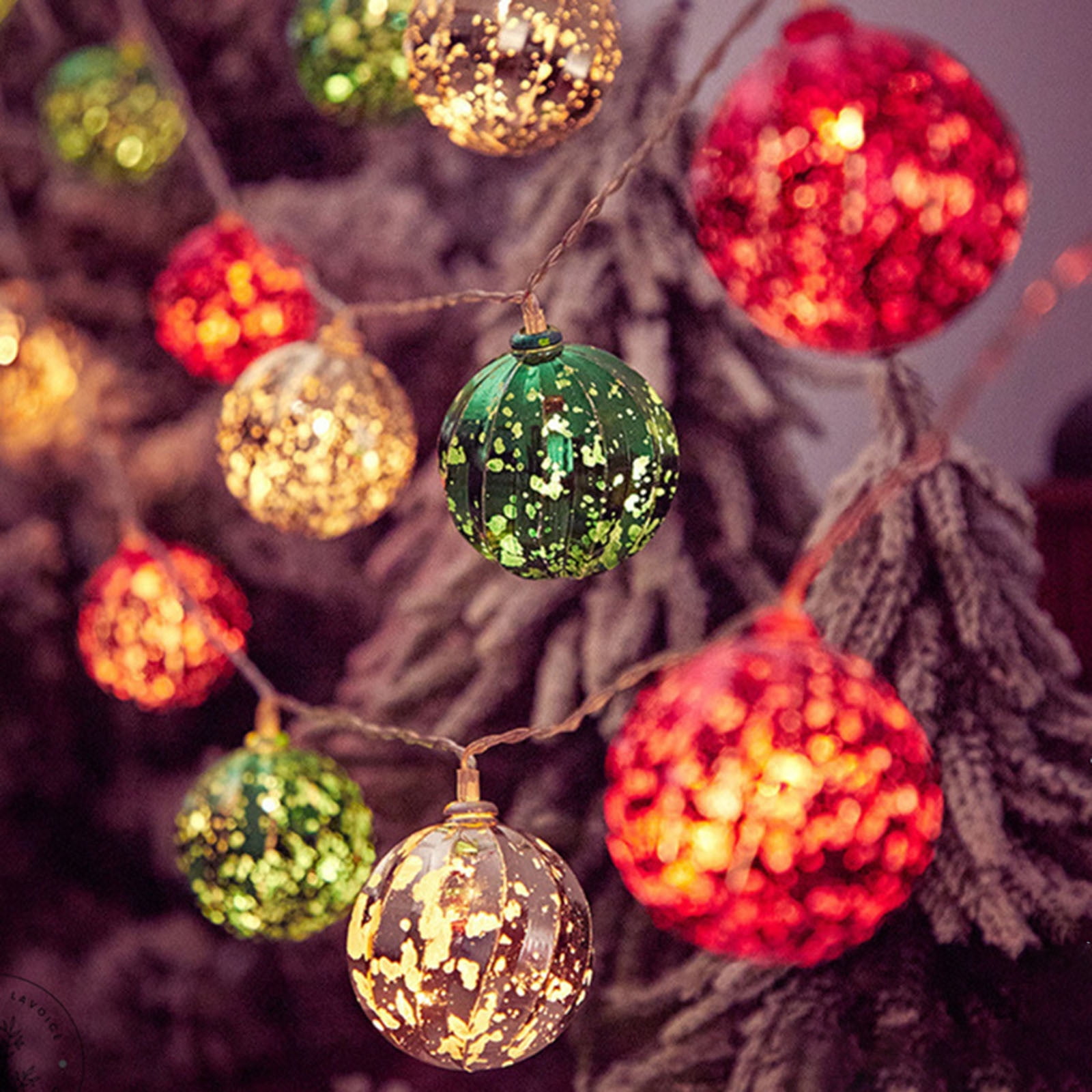 Mouliraty Christmas LED Strings Of Snowballs On Christmas Trees ...