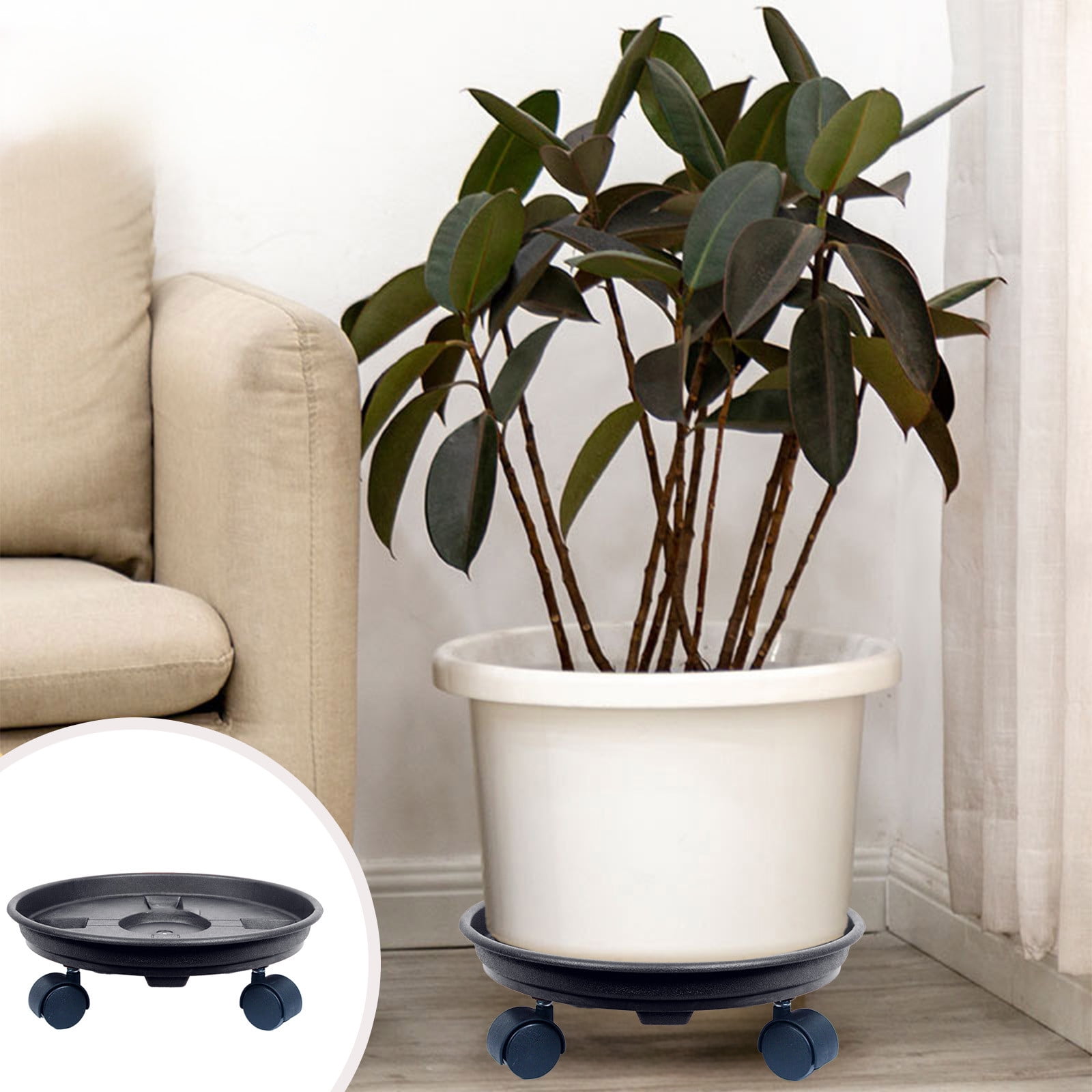 Mouliraty Flower Pot Tray With Wheels Thick Base Roller Large Plastic ...