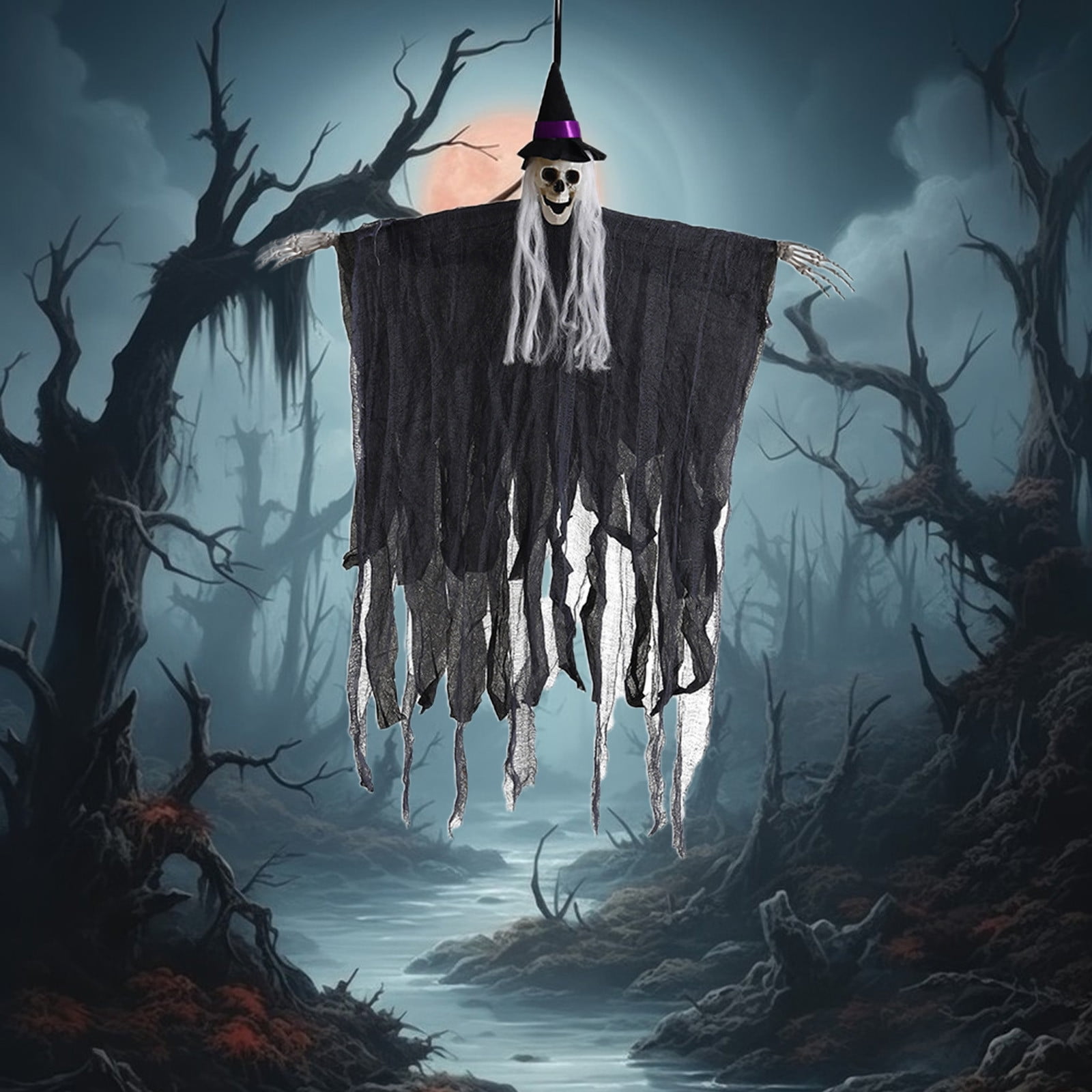 Mouliraty Hanging Halloween Skeleton Ghosts Decorations Skull Ghost ...