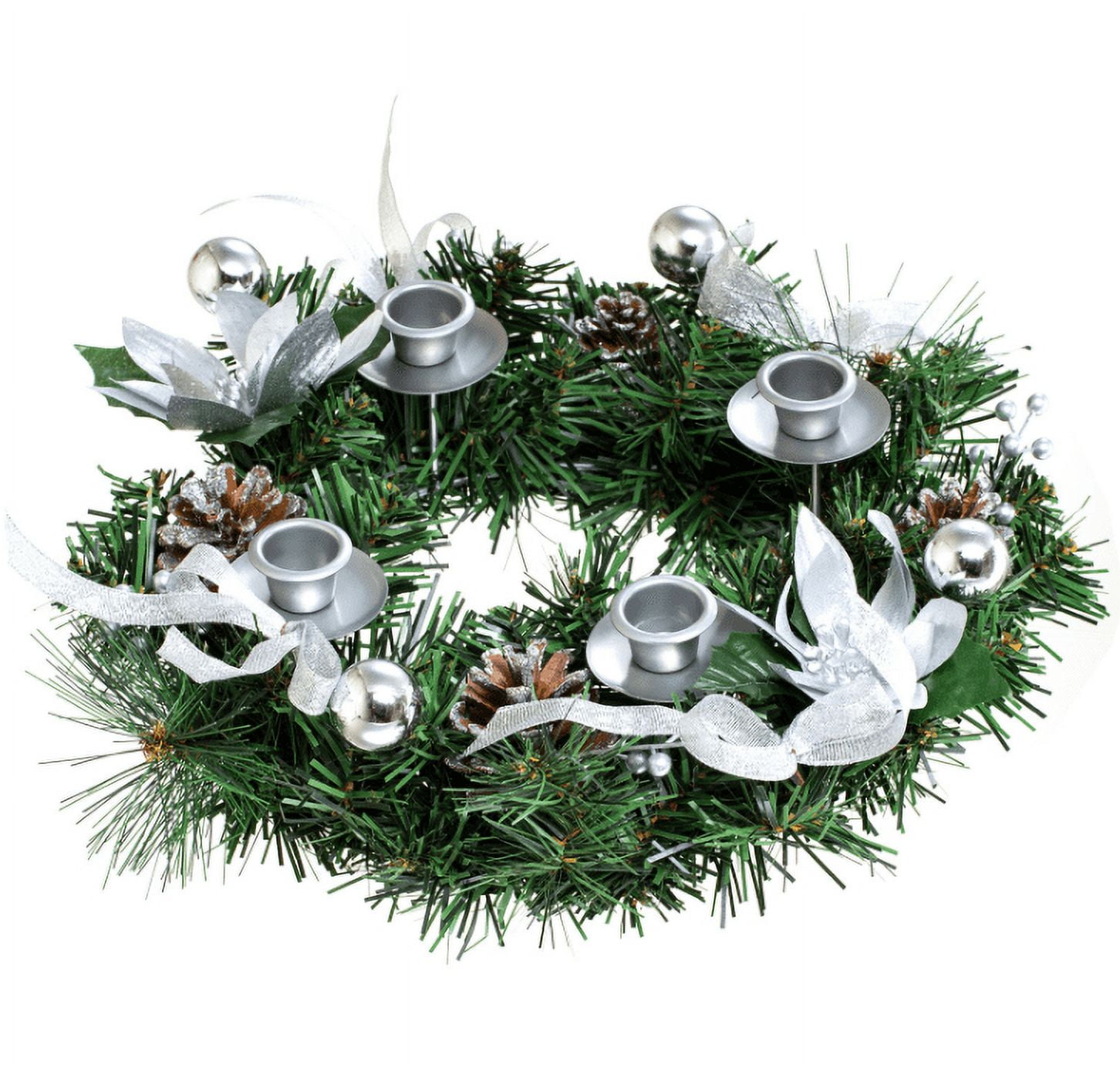 Mouliraty Hristmas Candlestick Wreath Simulation Rattan Wreath Candlestick Pinecone Advent ...