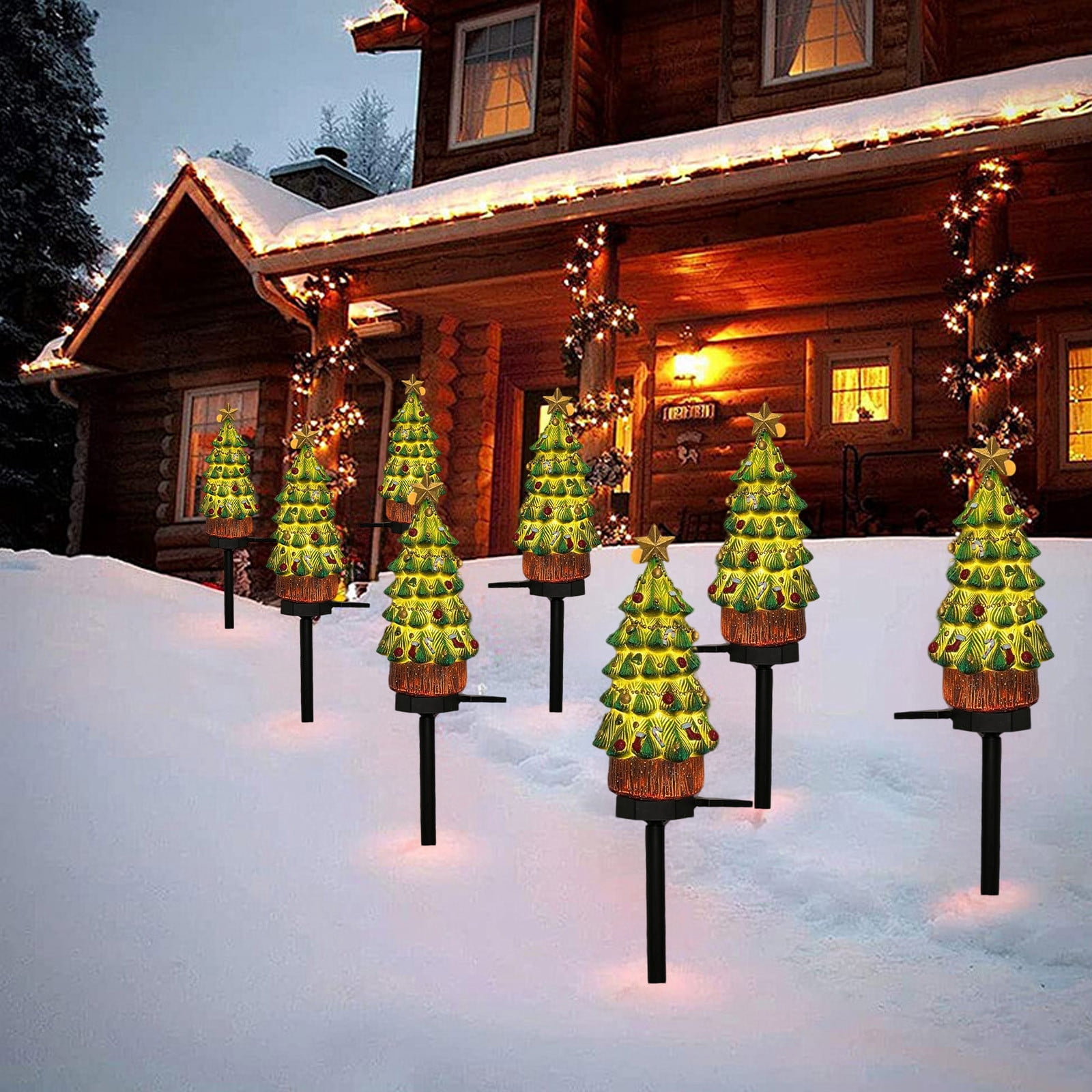 Mouliraty Solar Christmas Tree Ground Lights, Resin Garden Patio Decor ...