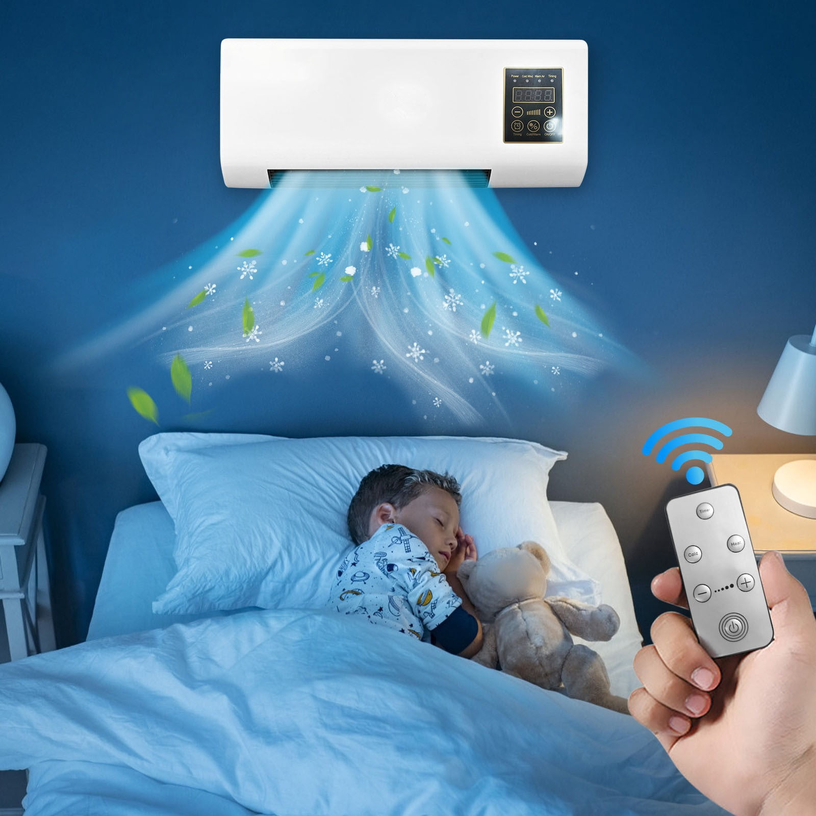 Mouliraty Wall Heater Space Heater For Bedroom 1500W Remote Control ...