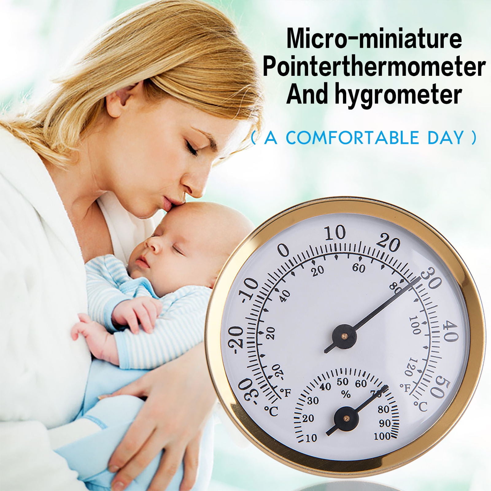 Mouliraty Wall Mount Analog Humidity Gauge Hygrometer Temperature Meter ...