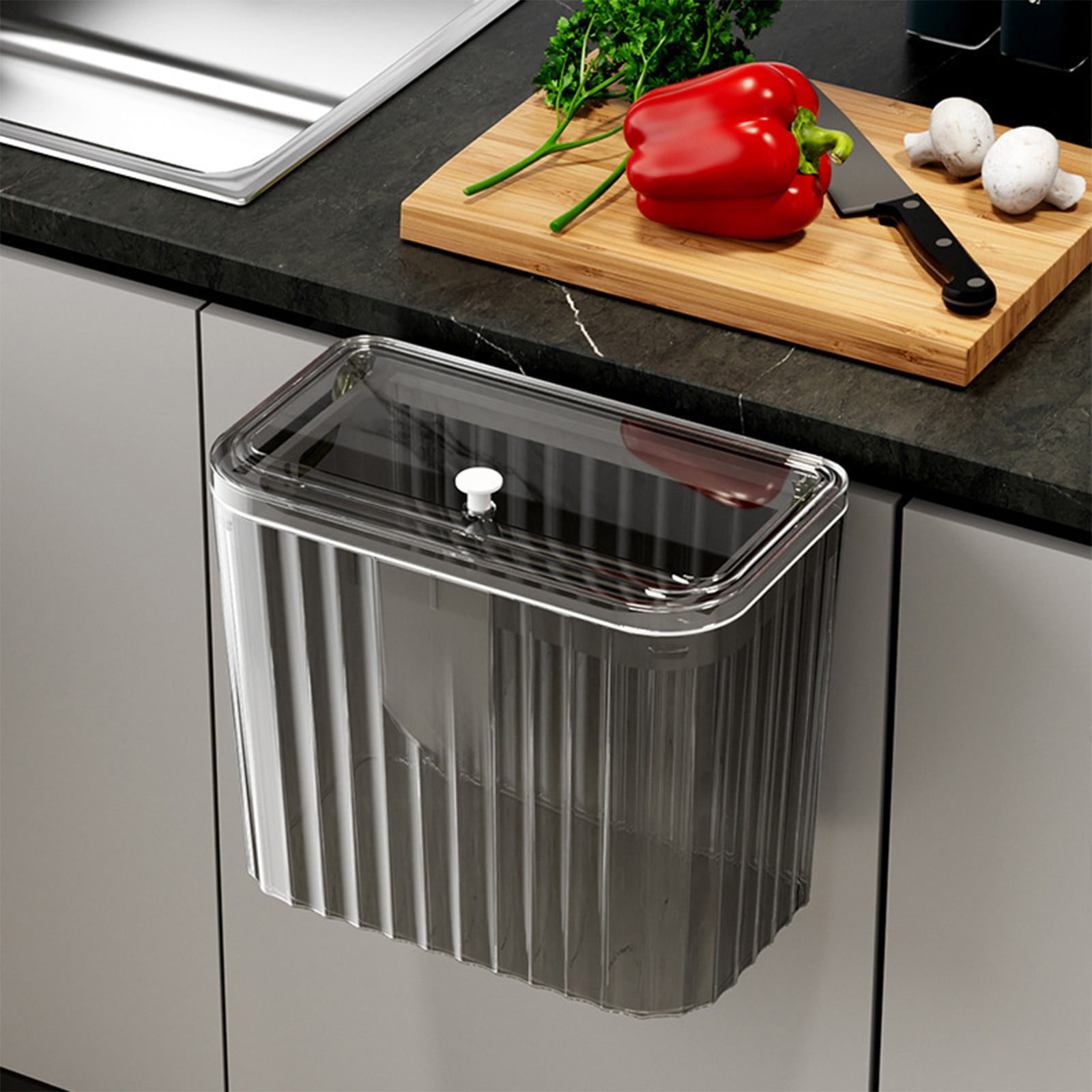 Mouliraty Wall Mounted Bin Slide Lid Household Kitchen Bathroom With ...