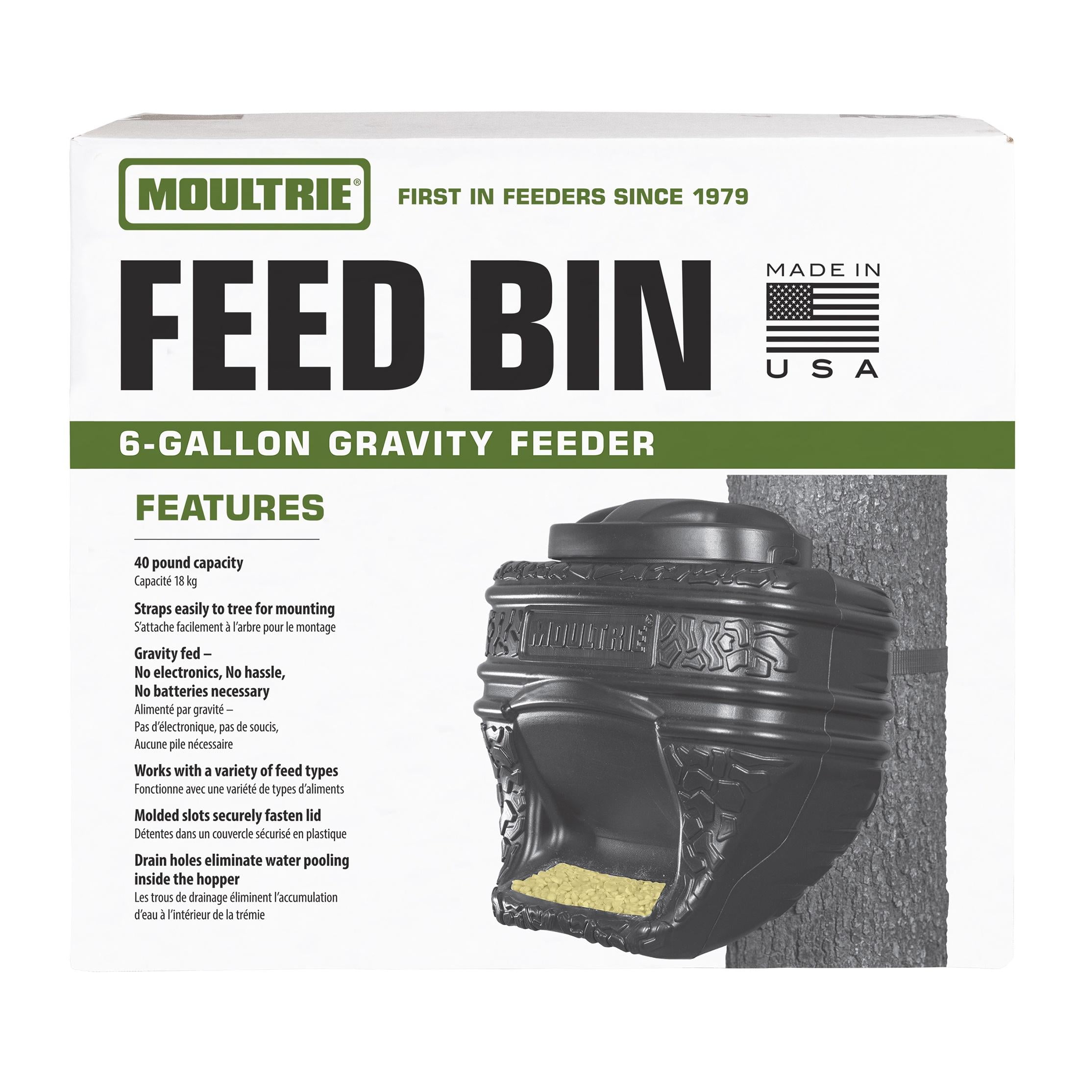 Moultrie Feed Station Gravity Deer Feeder, 40 Pound Capacity, Black ...