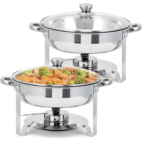 Mounchain Chafing Dishes for Buffet, 2 Pack 5QT Round Stainless Steel ...