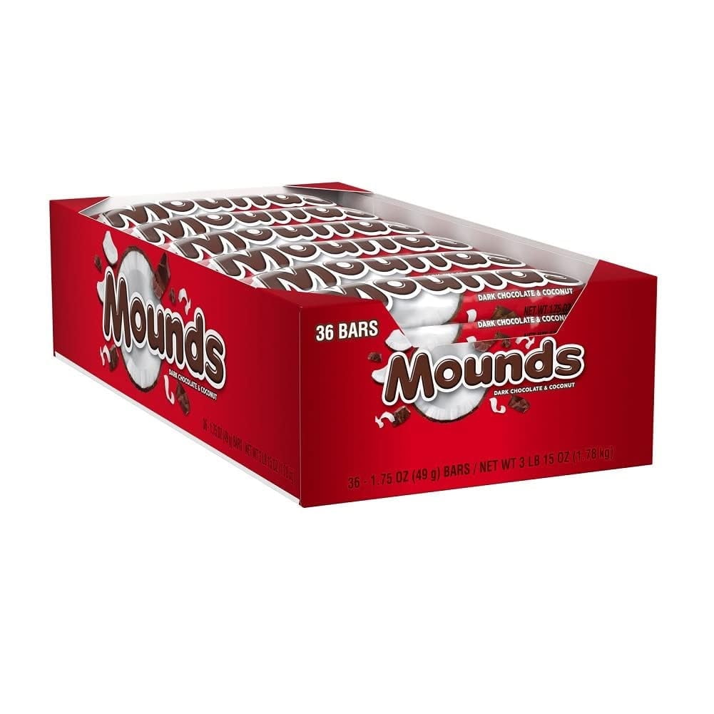 Mounds Dark Chocolate Coconut Candy Bar, 1.75oz, Pack of 36 - Walmart.com