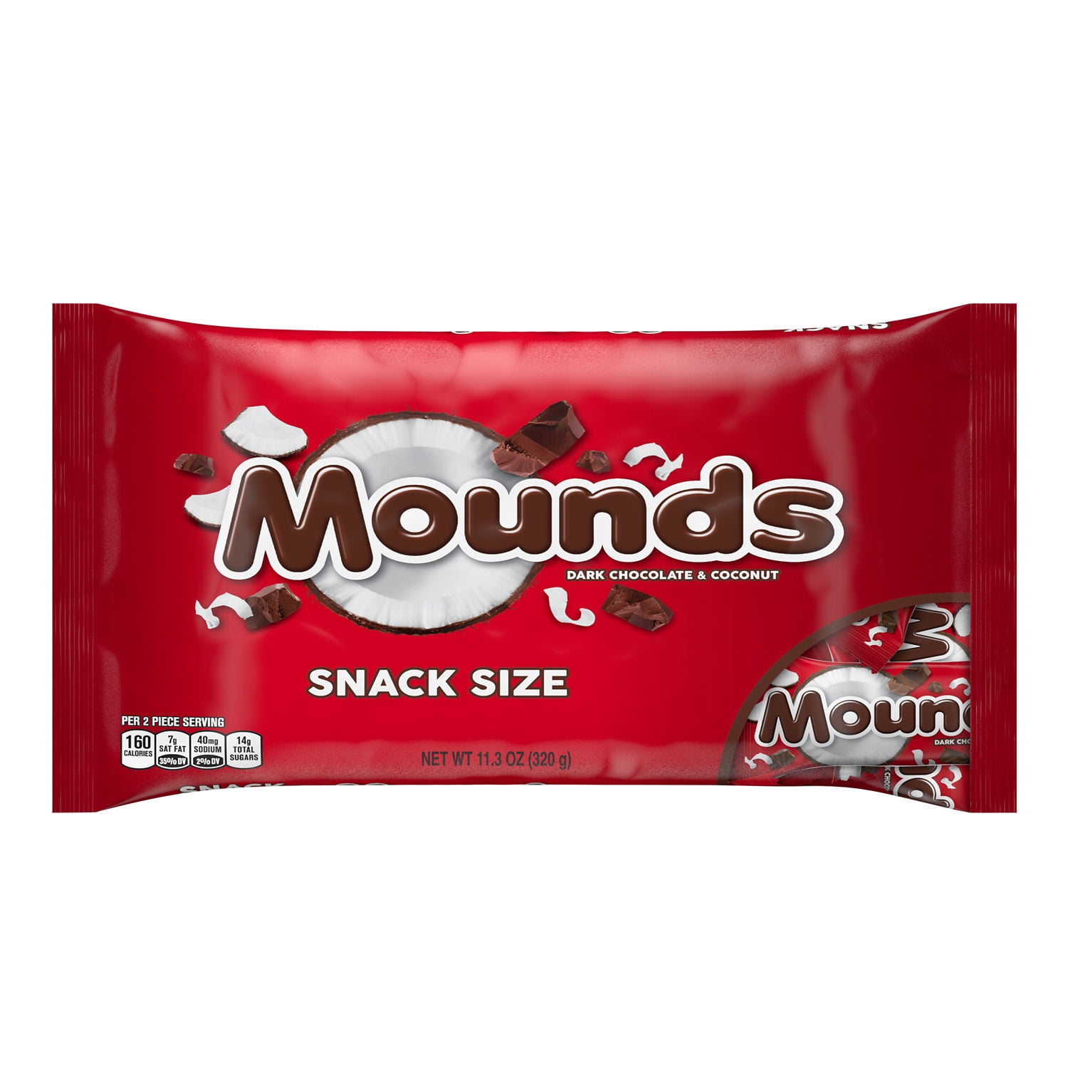 Mounds Dark Chocolate and Coconut Snack Size Candy, Bag 11.3 oz ...
