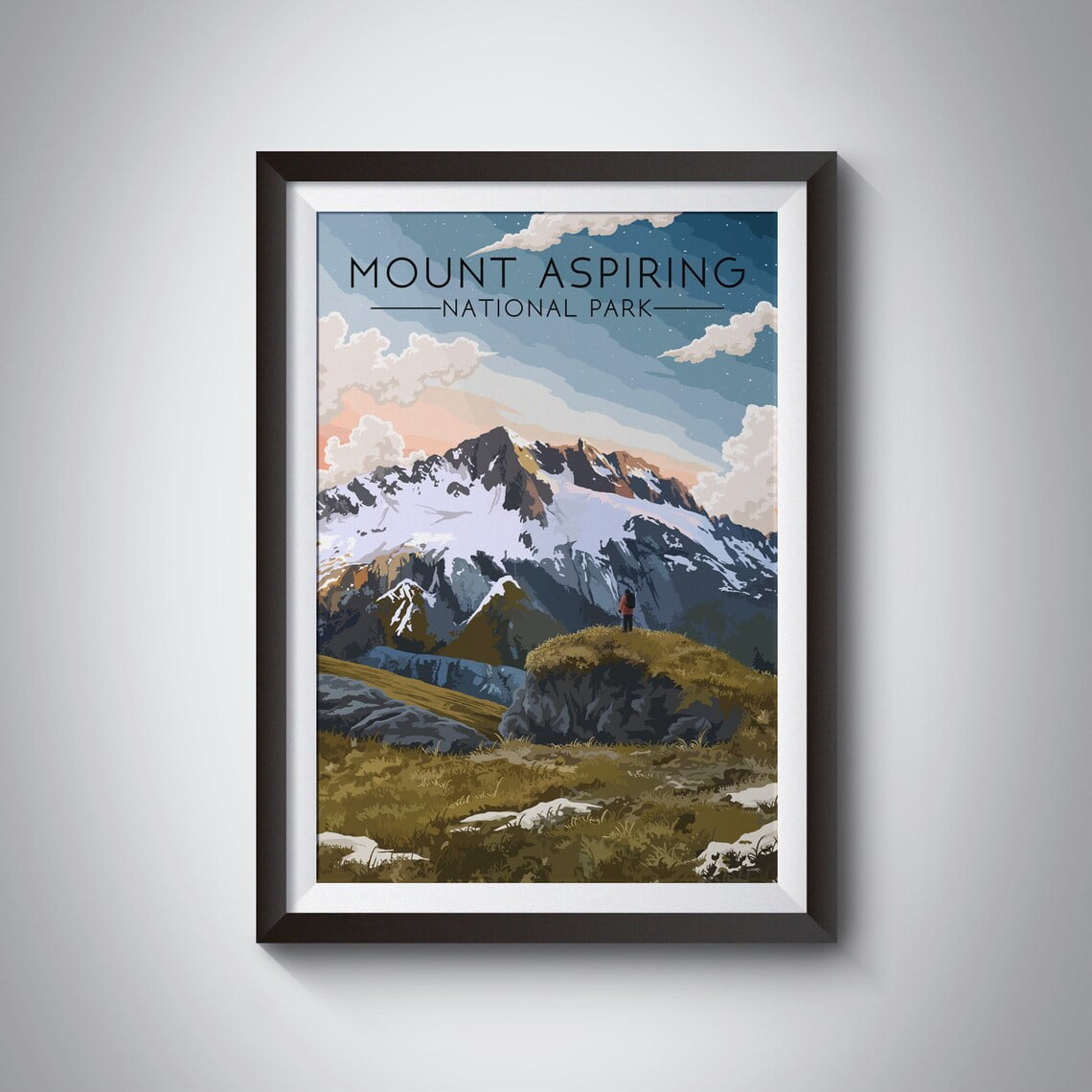 Mount Aspiring National Park Poster, New Zealand Travel Print, Tititea ...