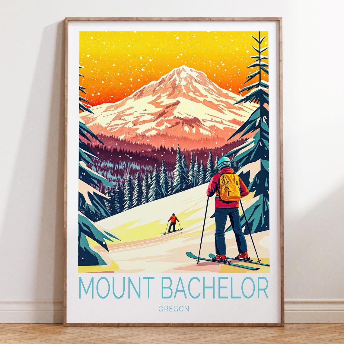 Mount Bachelor Oregon Poster, Oregon Travel Wall Art, Mount Bachelor ...
