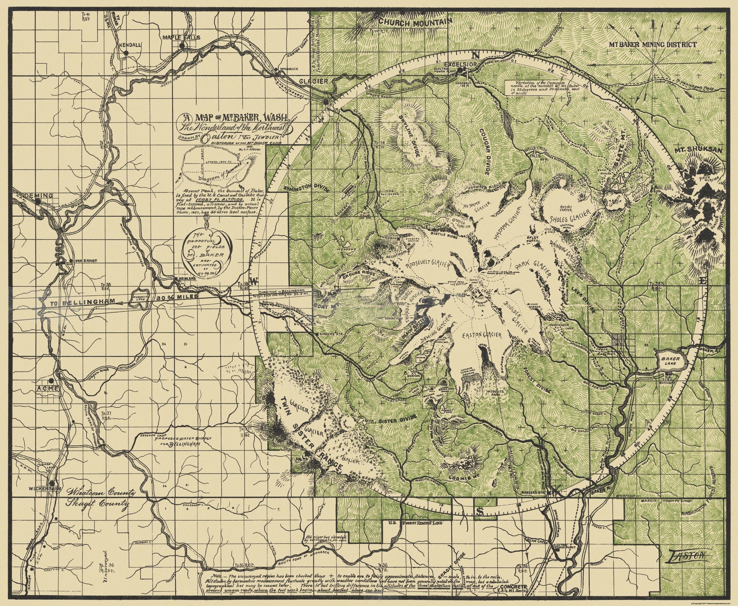 Historic City Map - Mount Baker Washington - Easton 1912 - 28 x 23 ...
