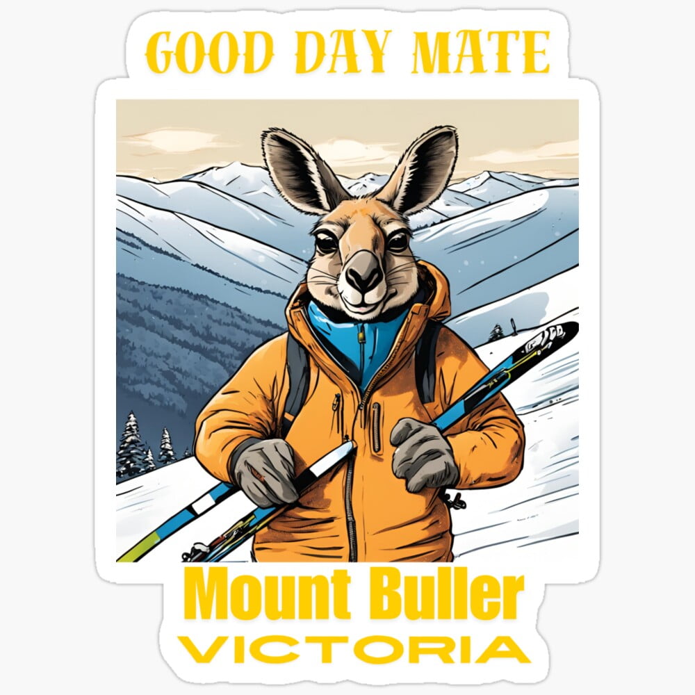 Mount Buller Victoria Kangaroo Skier Sticker Phone Decal Water Bottle ...