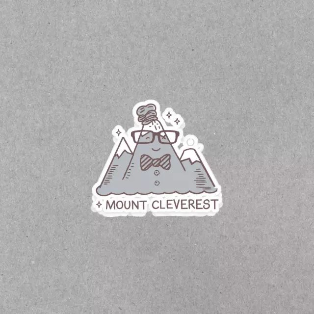 Mount Cleverest Pun Sticker - Cute Nerdy Mountain W/ Glasses ...