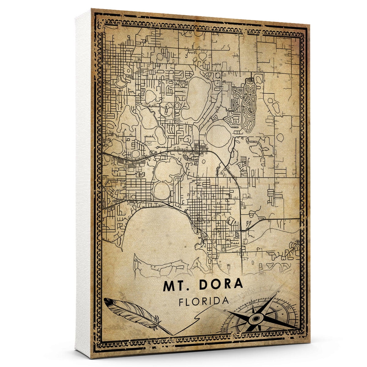 Mount Dora Vintage Map Prints Canvas, Florida Map Art Canvas, Canvas ...