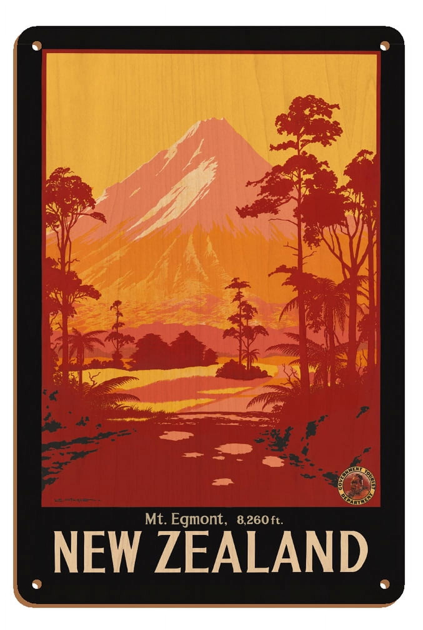 Mount Egmont (Mount Taranaki) New Zealand - Vintage Travel Poster by ...