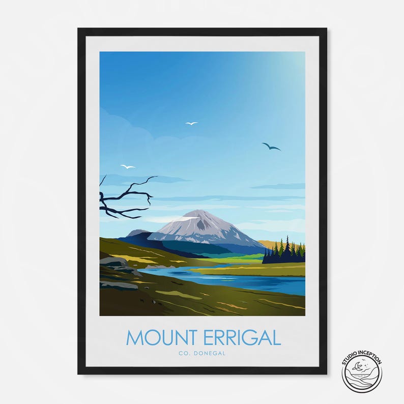 Mount Errigal Irish Travel Poster | Donegal Print | Visit Ireland Art ...