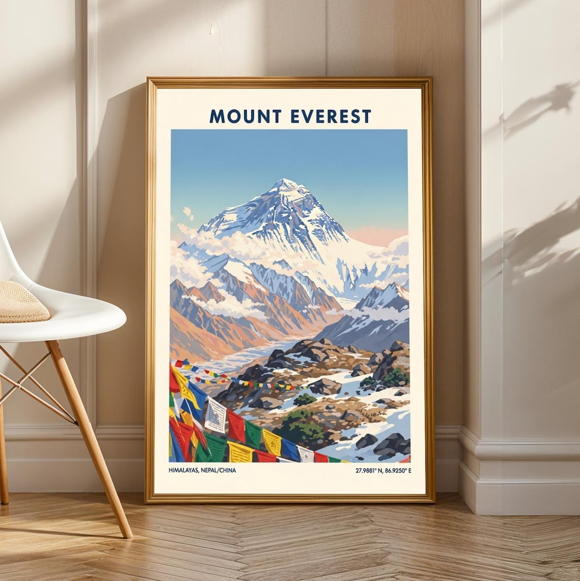 Mount Everest Art Print: Vintage Gouache Himalayan Landscape, Unframed ...