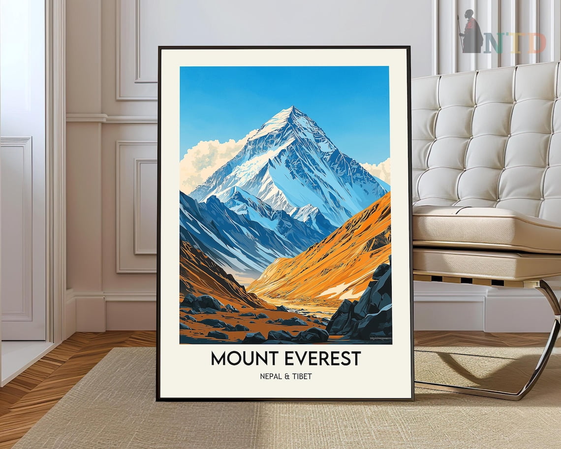 Mount Everest Print, Mount Everest Wall Art, Mount Everest Poster ...