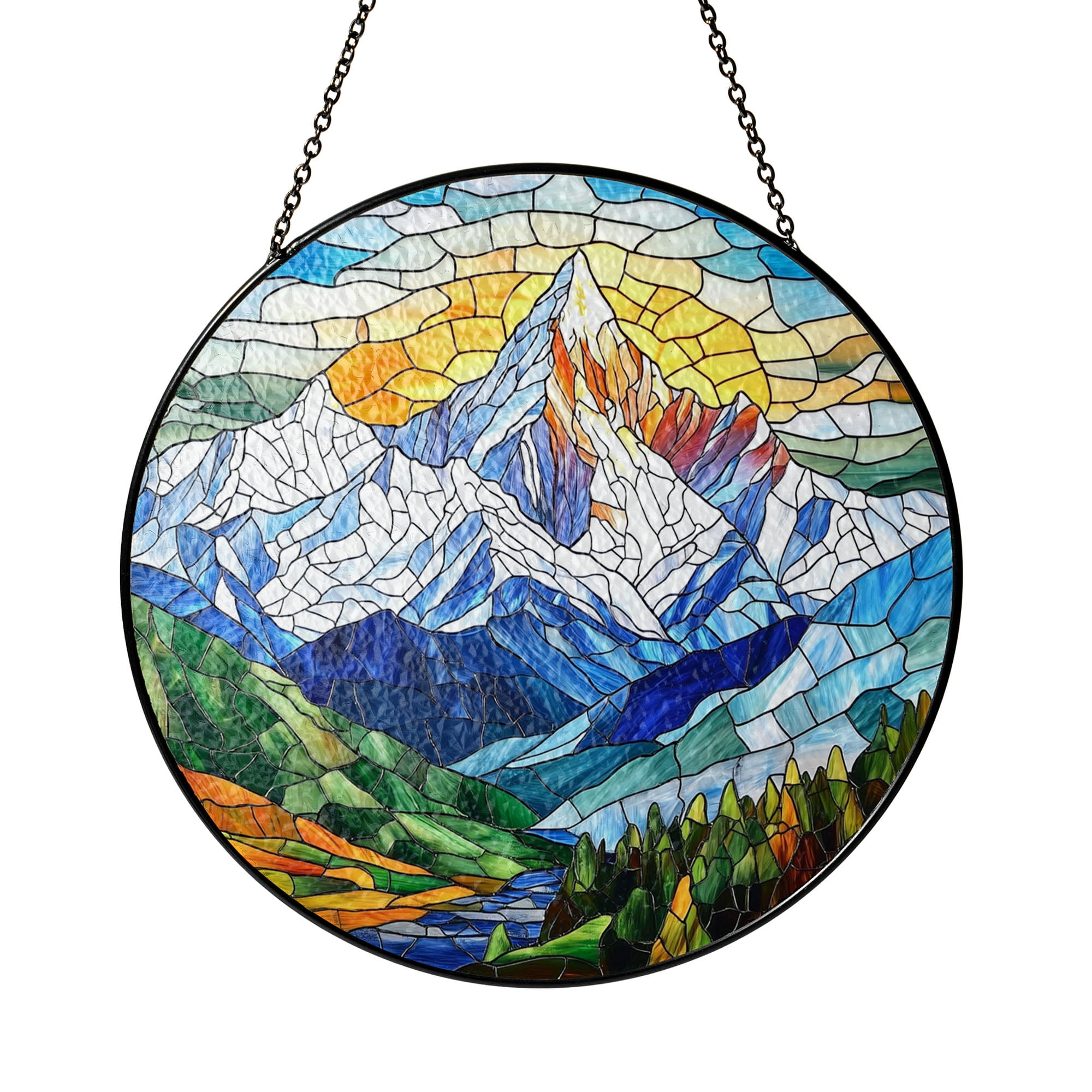Mount Everest Stained Glass Suncatcher - Custom Name Nepal/Tibet Scenic ...