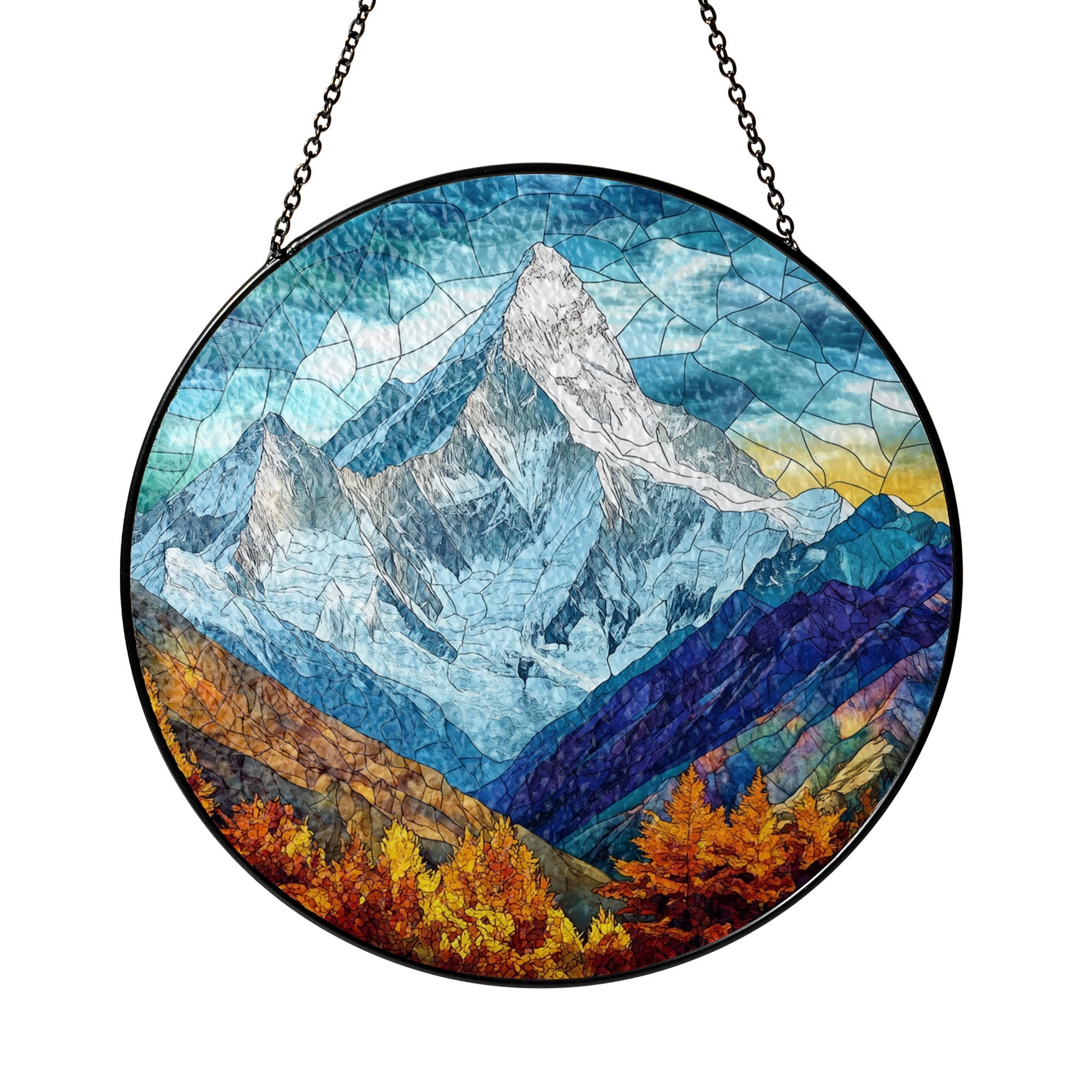 Mount Everest Stained Glass Suncatcher - Custom Name Nepal/Tibet Scenic ...