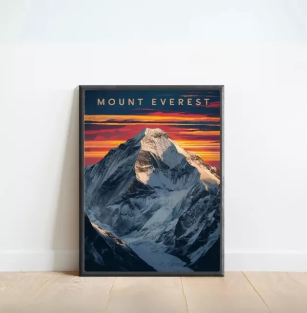 Mount Everest Vintage Travel Poster - Mount Everest Print NO FRAMED ...