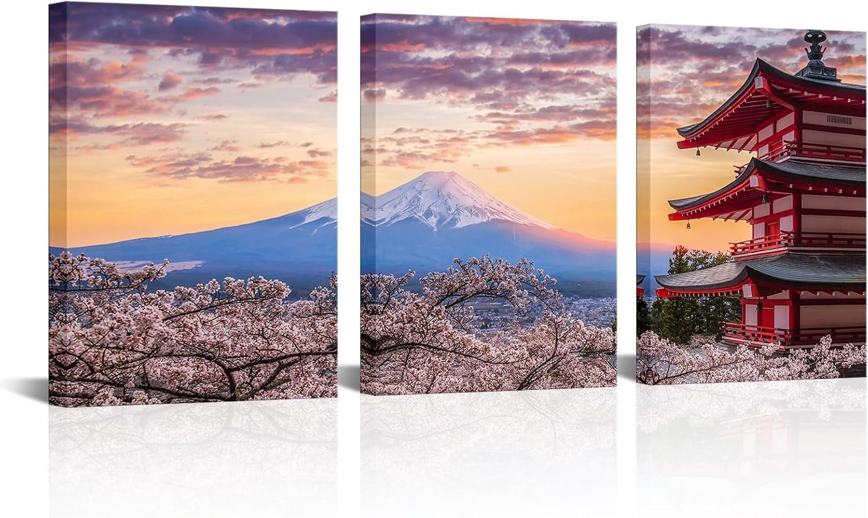 Mount Fuji Canvas Wall Art Kyoto Cherry Blossom Japanese Landscape ...