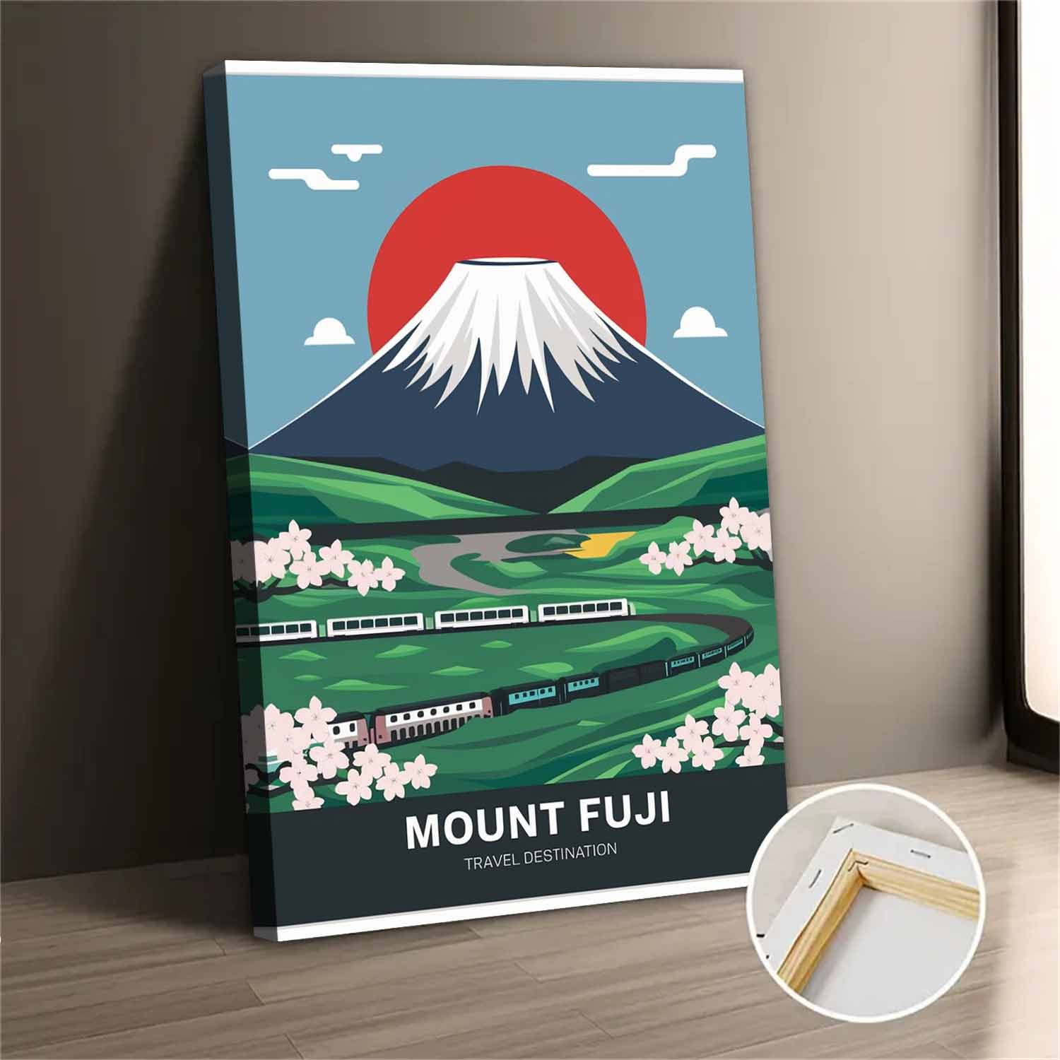 Mount Fuji Canvas Wall Art - Vintage Travel Destination Decor Print - Walmart.com